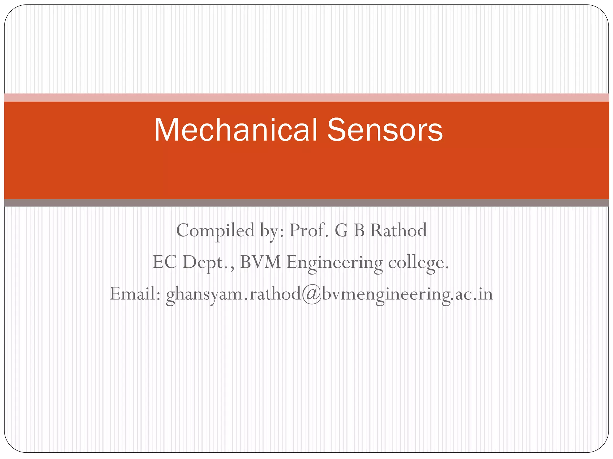 Mechanical Sensors | PDF