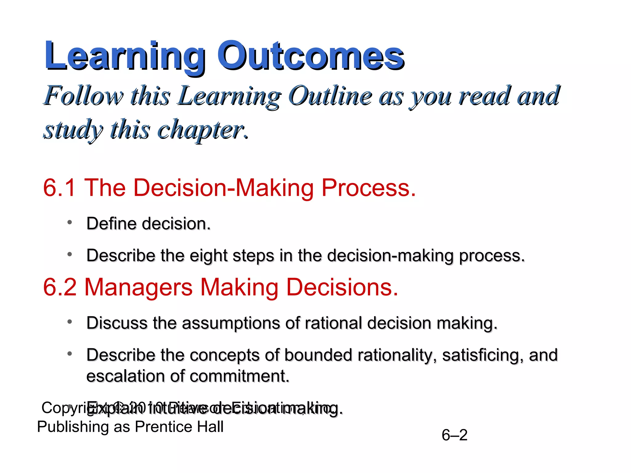 Ch 6 managers as decision makers | PPT