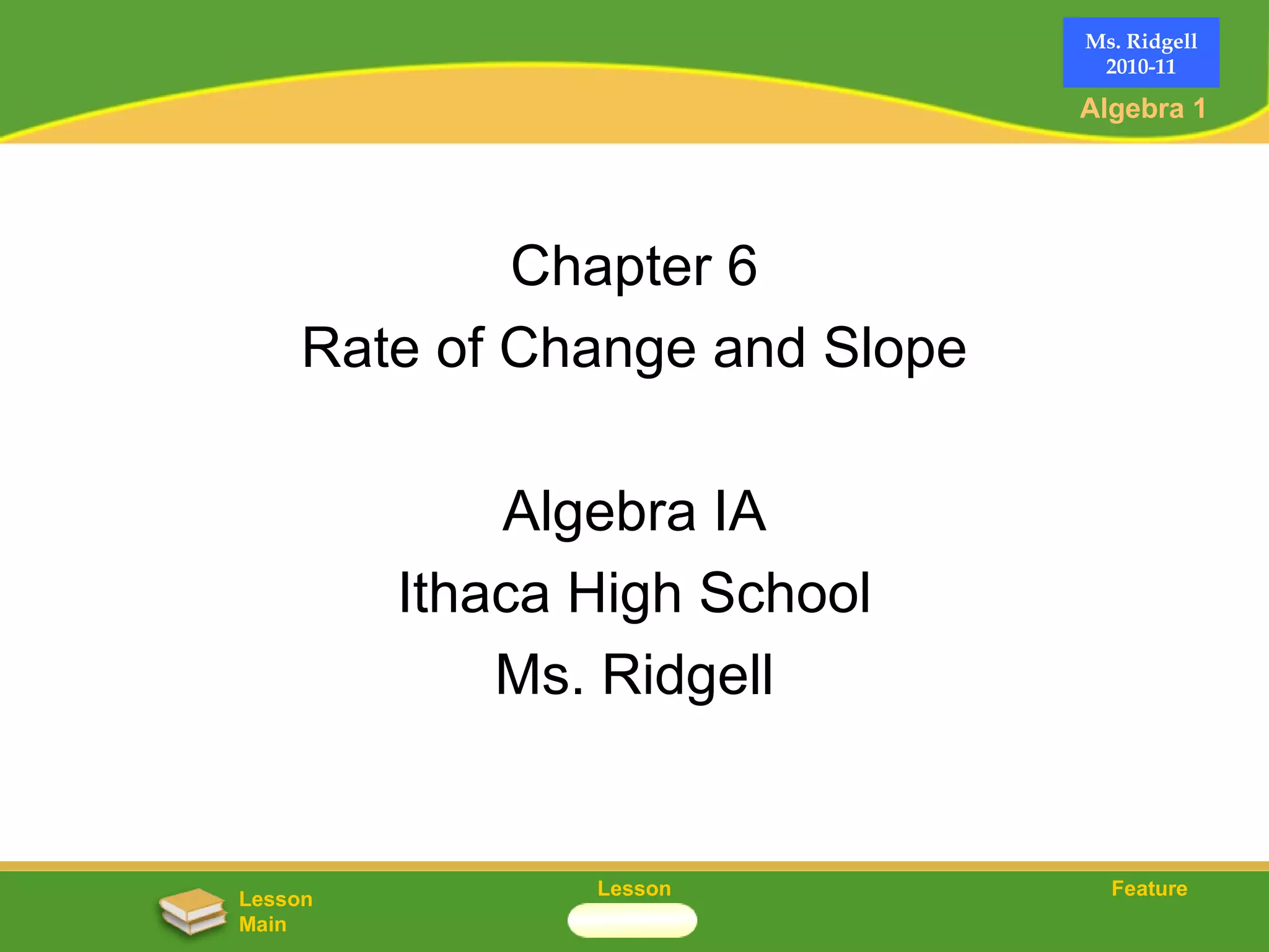 Ch 6 Linear Functions | PPT