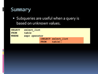 Ch 6 Sub Query.pptx | Free Download