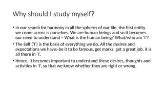 Harmony in the Self (’I’)- Understanding Myself | PPTX