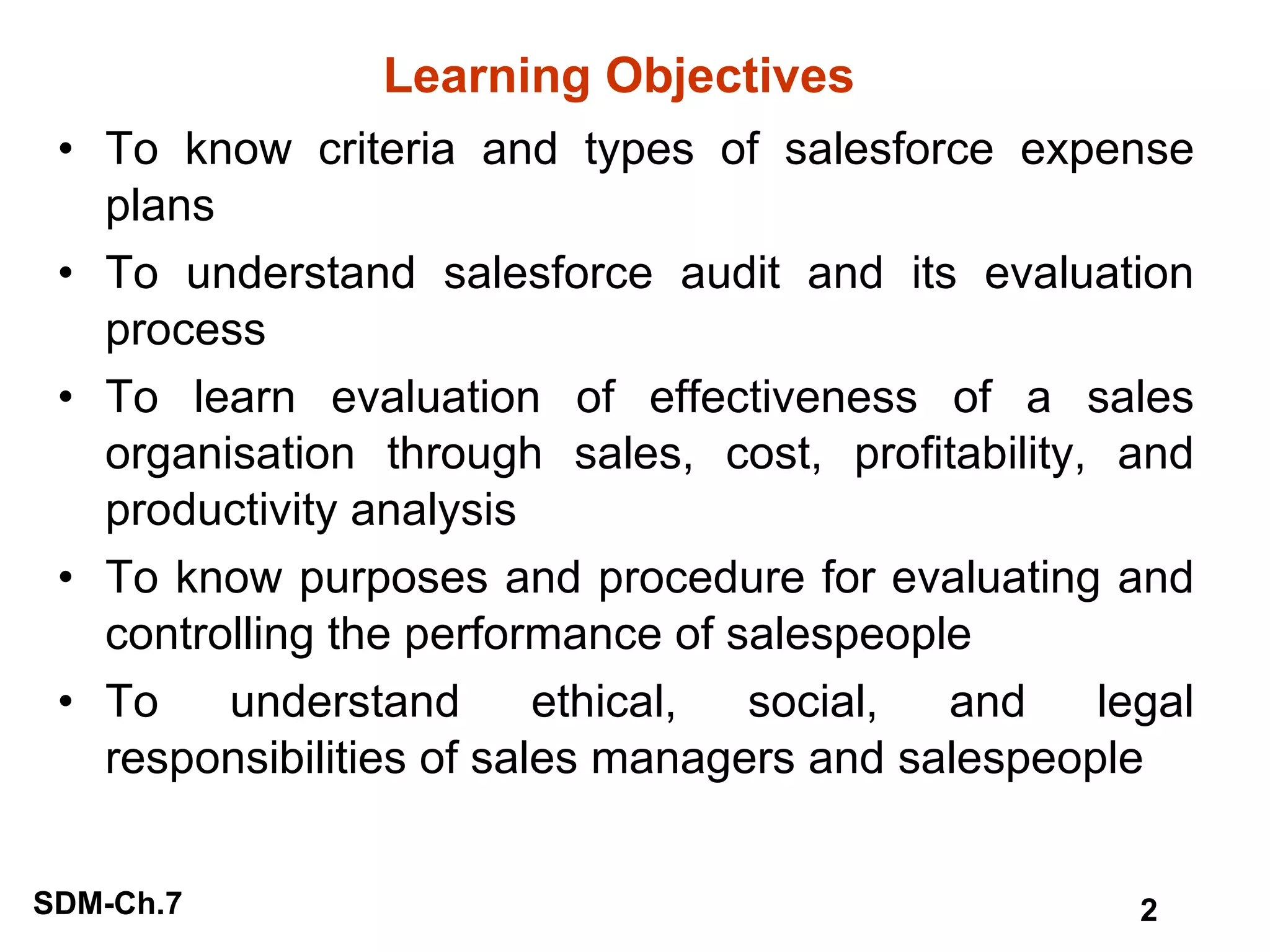 Ch7: Controlling the Salesforce | PPT