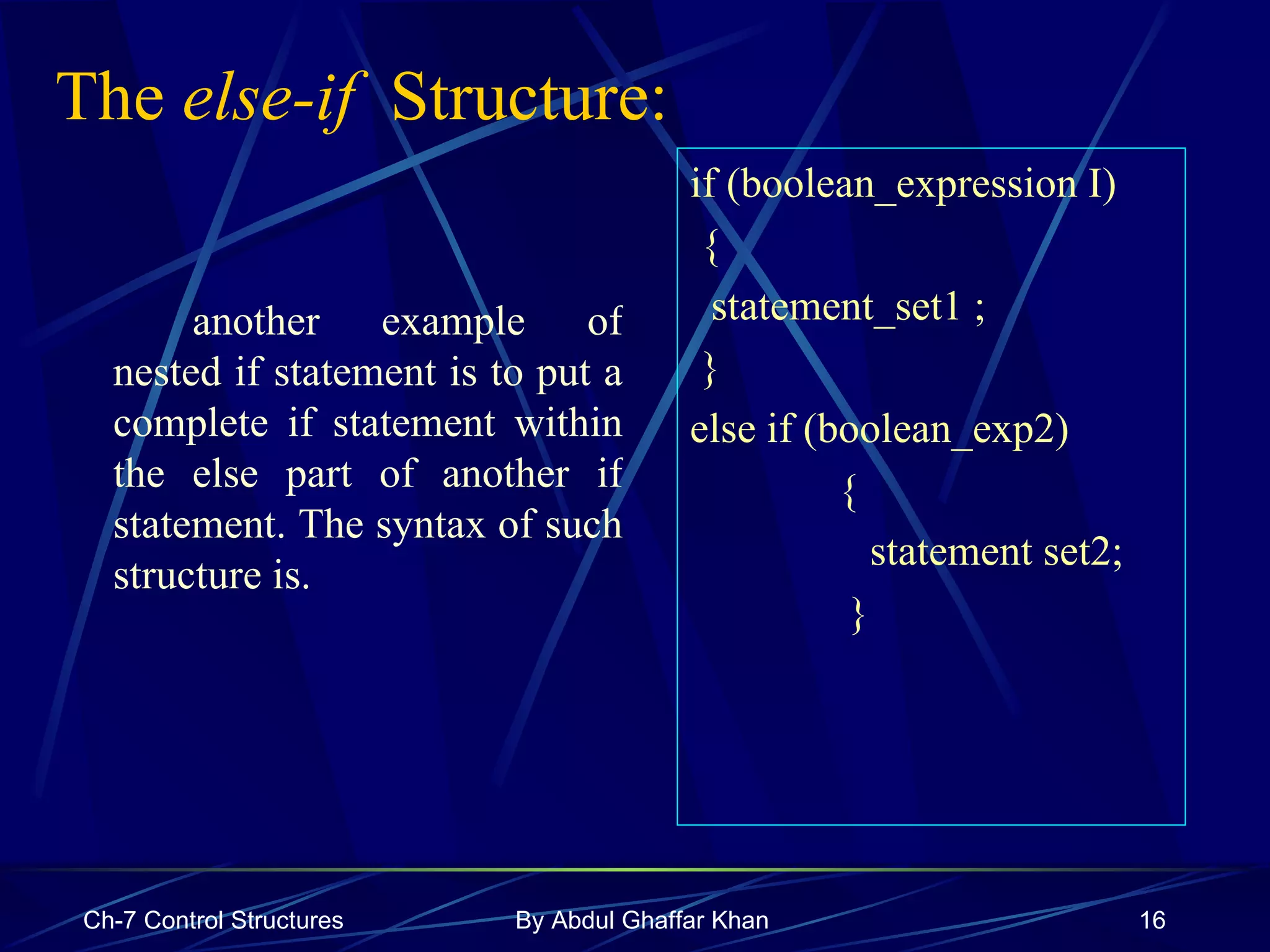 Control Structures | PPT
