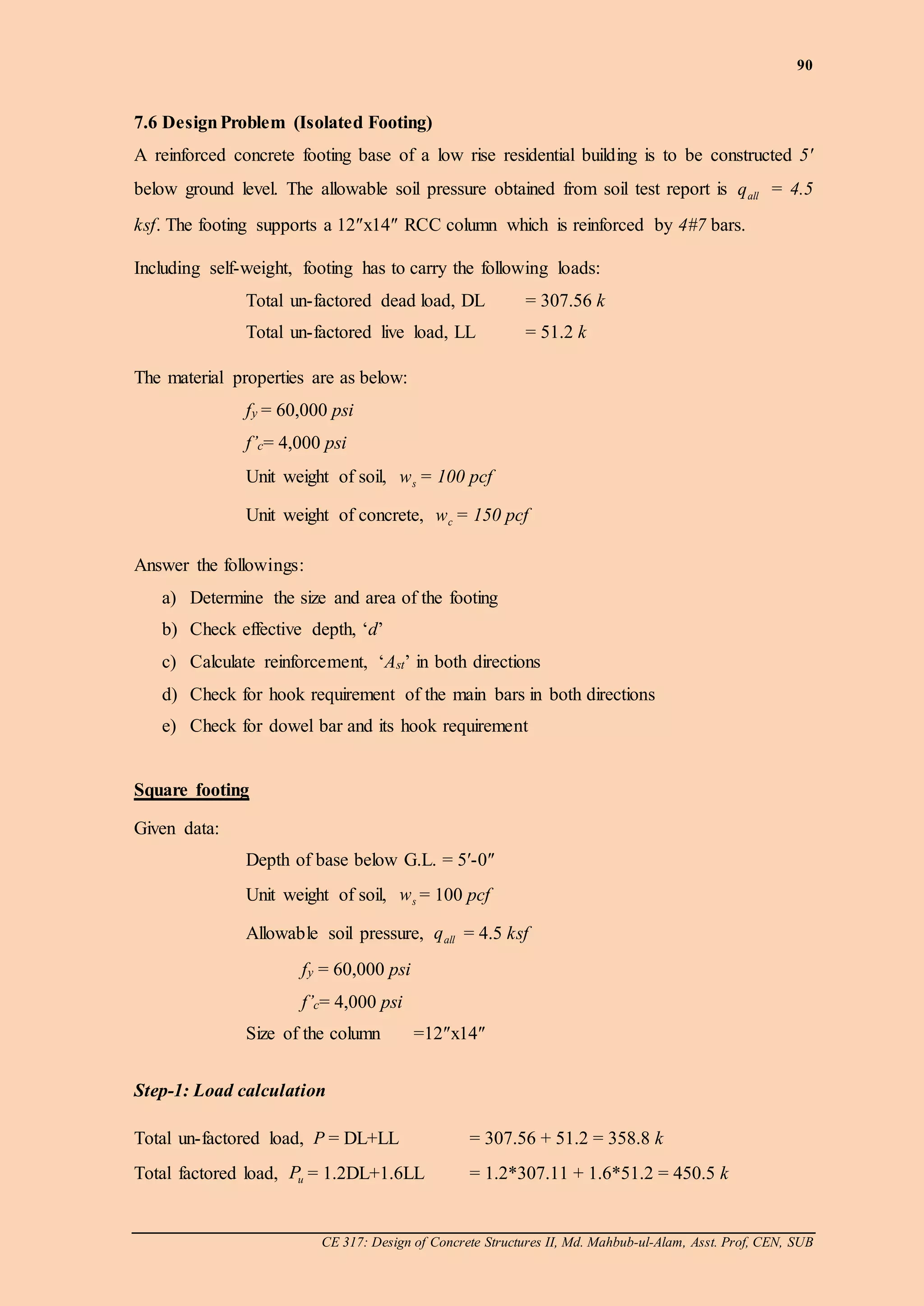 Ch 7 design of rcc footing | PDF