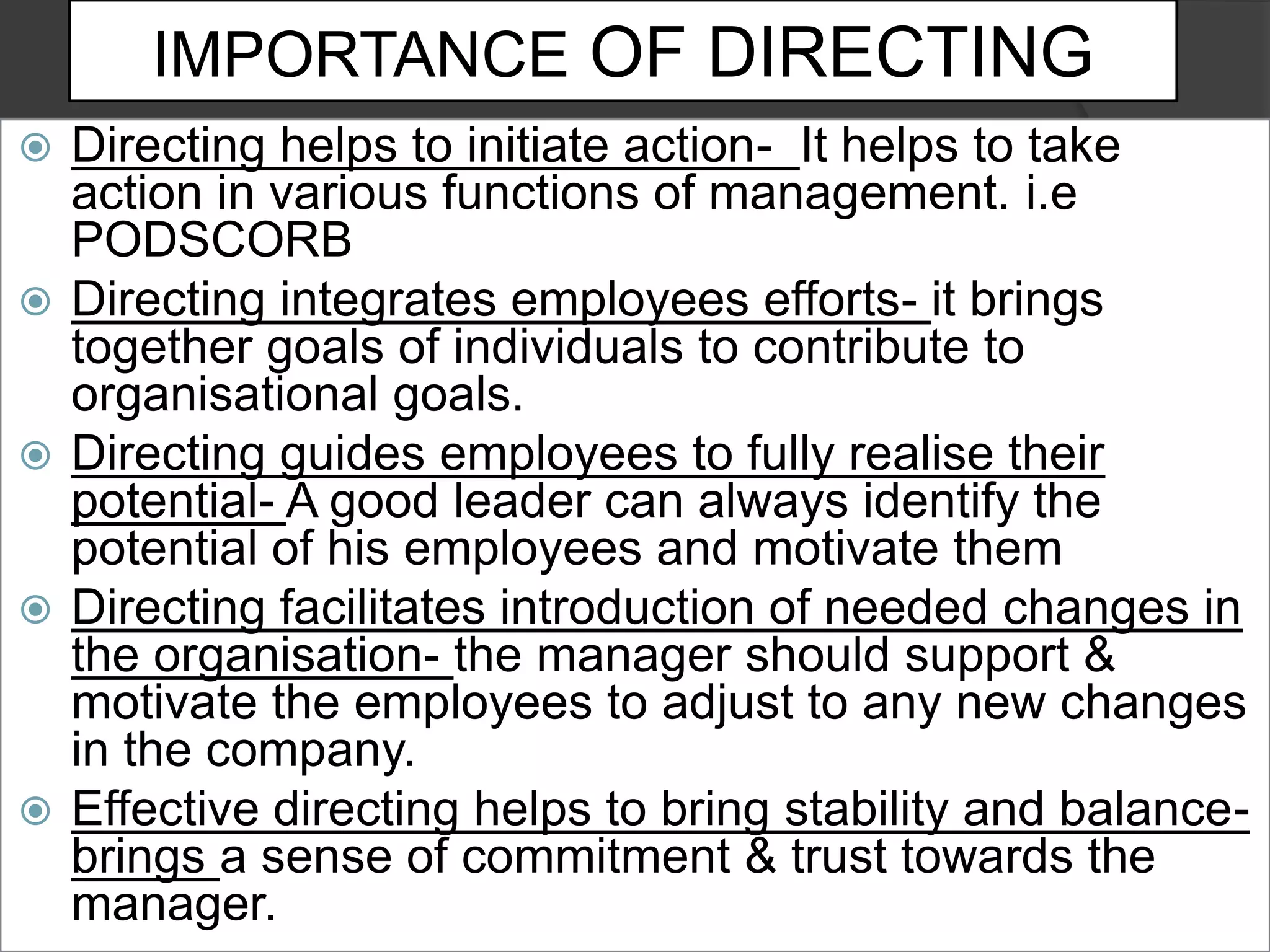 chapter 7 directing class 12 business studies | PPTX