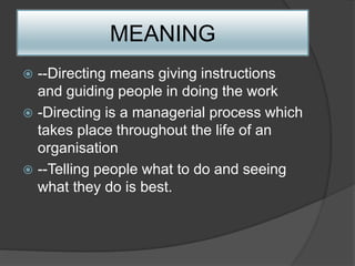 chapter 7 directing class 12 business studies | PPTX