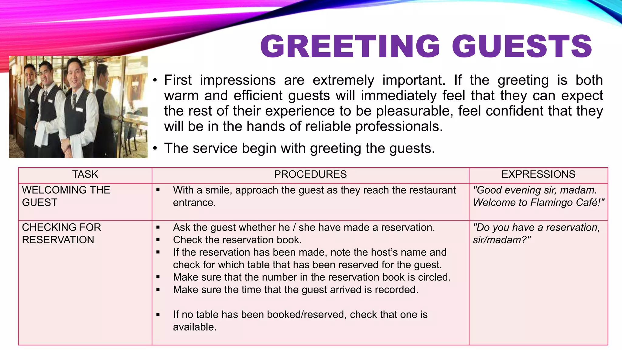 FOOD AND BEVERAGE SERVICE PROCEDURES | PPTX