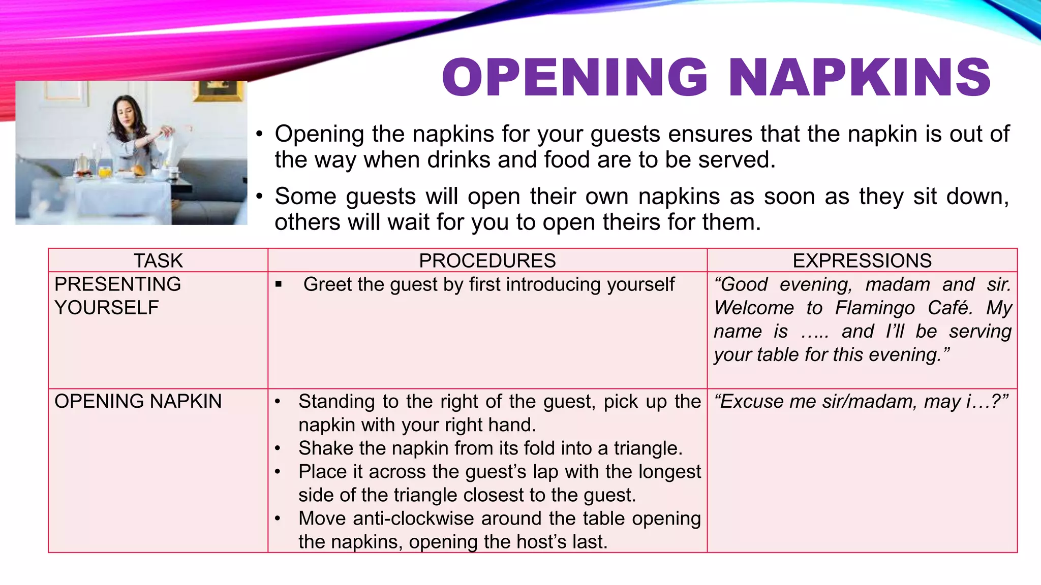 FOOD AND BEVERAGE SERVICE PROCEDURES | PPTX