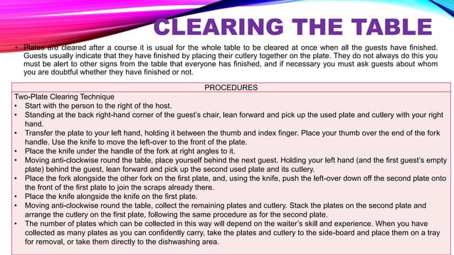 FOOD AND BEVERAGE SERVICE PROCEDURES | PPTX | Bars & Restaurants ...