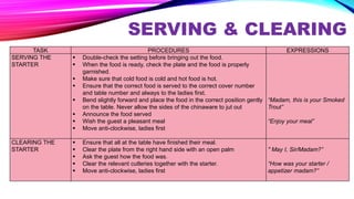 FOOD AND BEVERAGE SERVICE PROCEDURES | PPTX