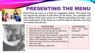FOOD AND BEVERAGE SERVICE PROCEDURES | PPTX