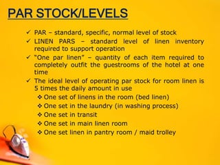 HOUSEKEEPING OPERATION: LINEN AND LAUNDRY | PPTX