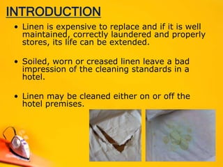HOUSEKEEPING OPERATION: LINEN AND LAUNDRY | PPTX