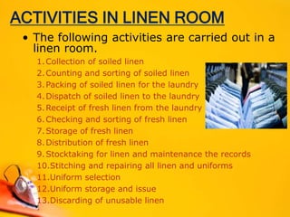 HOUSEKEEPING OPERATION: LINEN AND LAUNDRY | PPTX