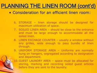 HOUSEKEEPING OPERATION: LINEN AND LAUNDRY | PPTX