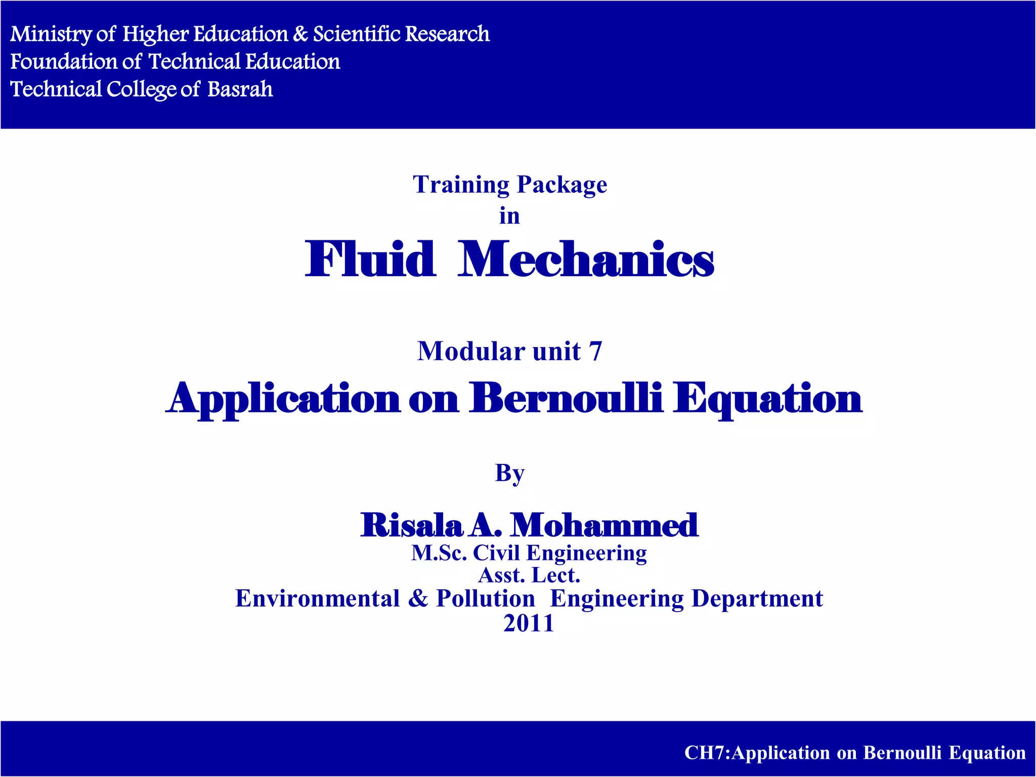 Application On Bernoulli Equation Pdf Physics Science