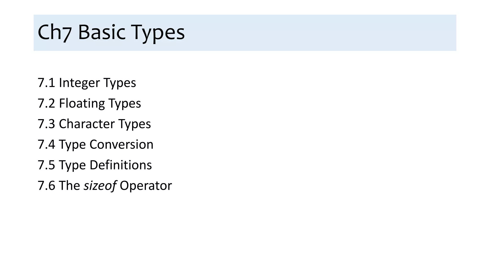 Ch7 Basic Types | PPT