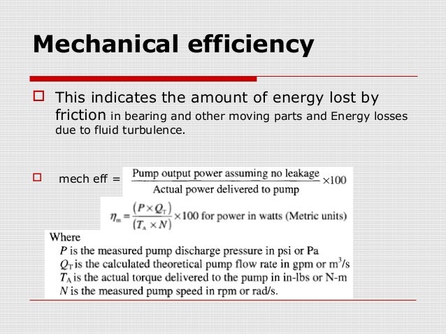 Hydraulic pumps performance and Characteristics