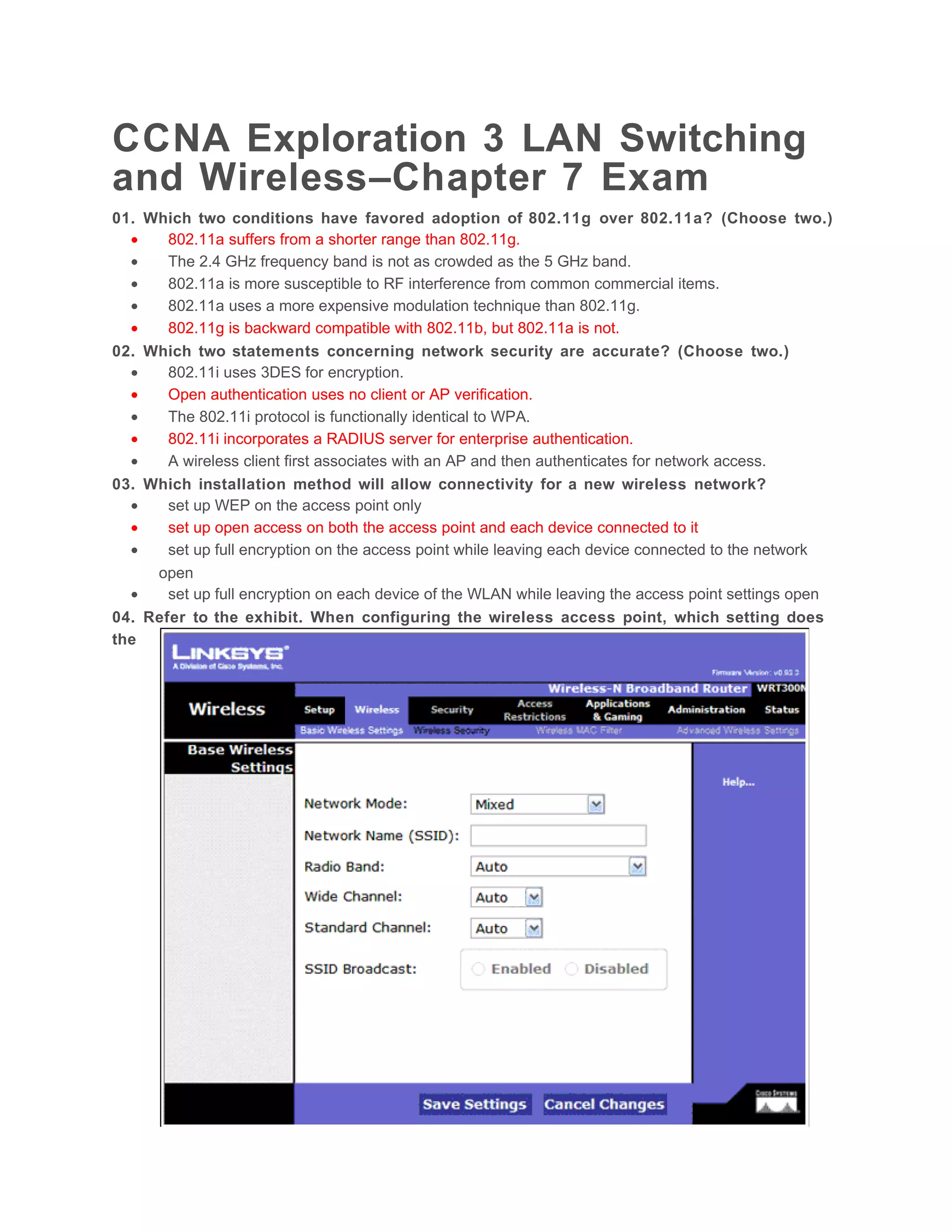 Ch7 ccna exploration 3 lan switching and wireless | PDF