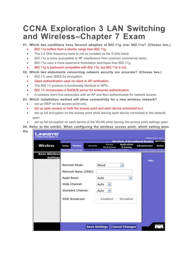 Ch7 ccna exploration 3 lan switching and wireless | PDF