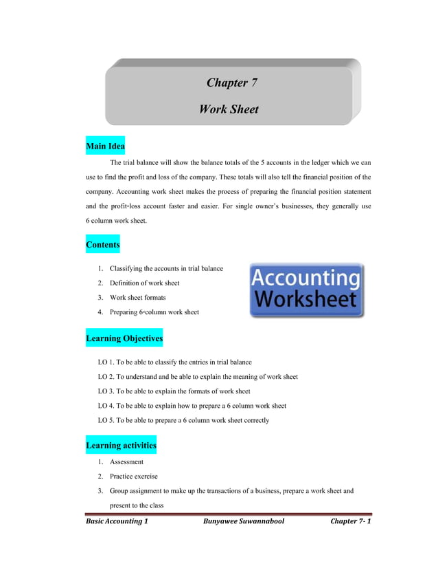 Ch7 Work Sheet | PDF
