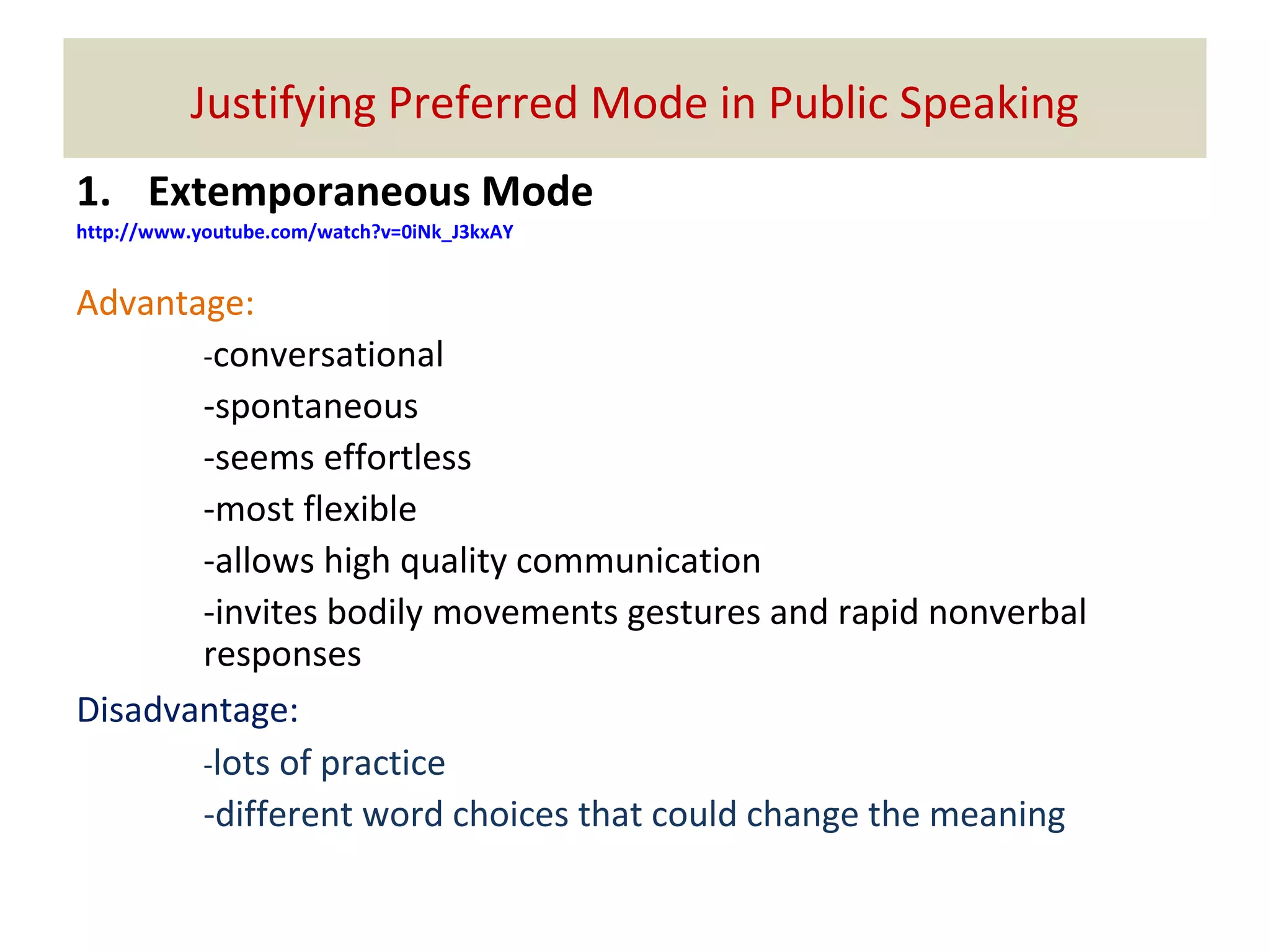 Ch7 delivering speeches (modes of delivery) | PPT