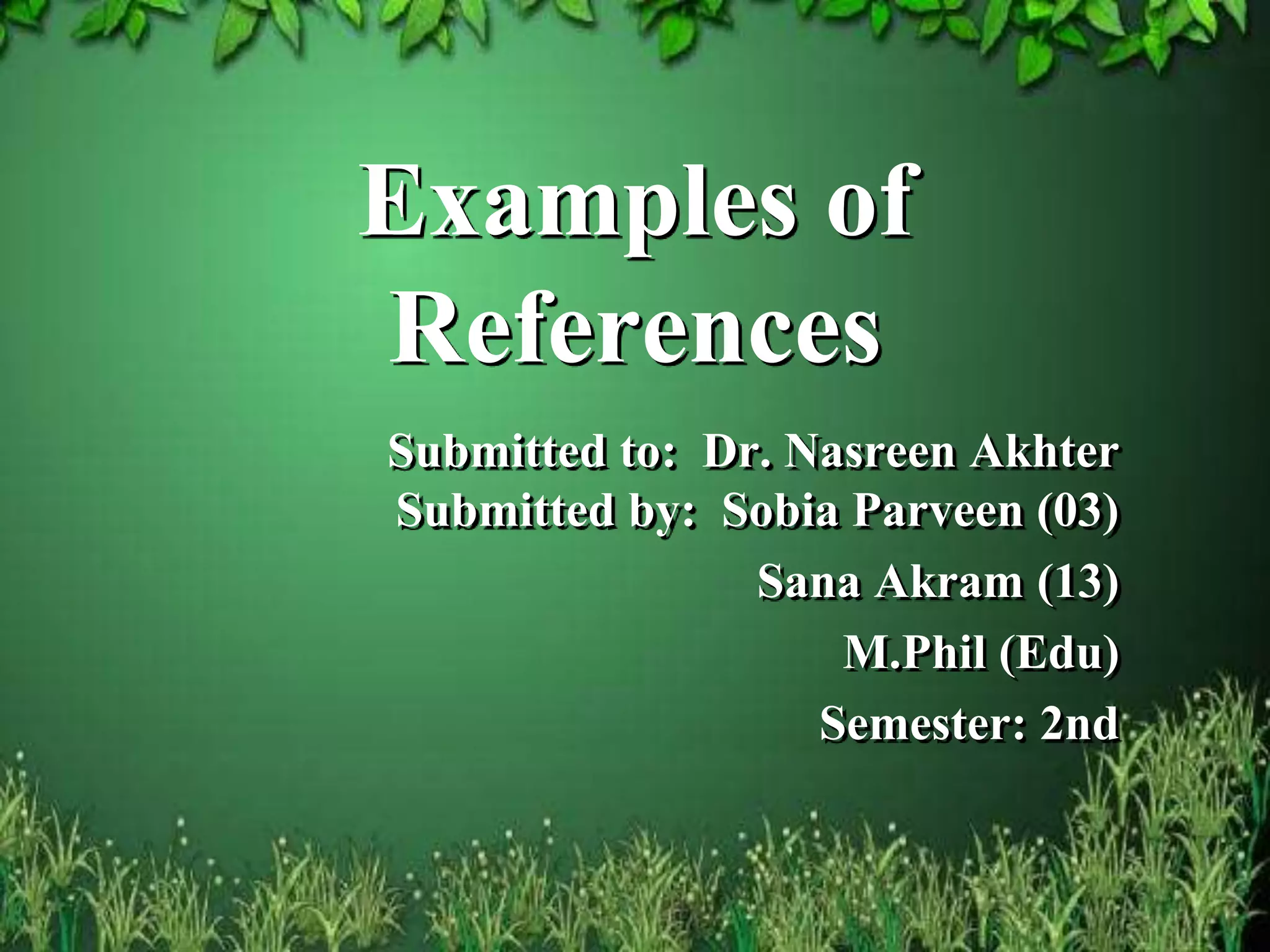 Ch 7 examples of references | PPT