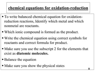 Reduction Physical Science Equation