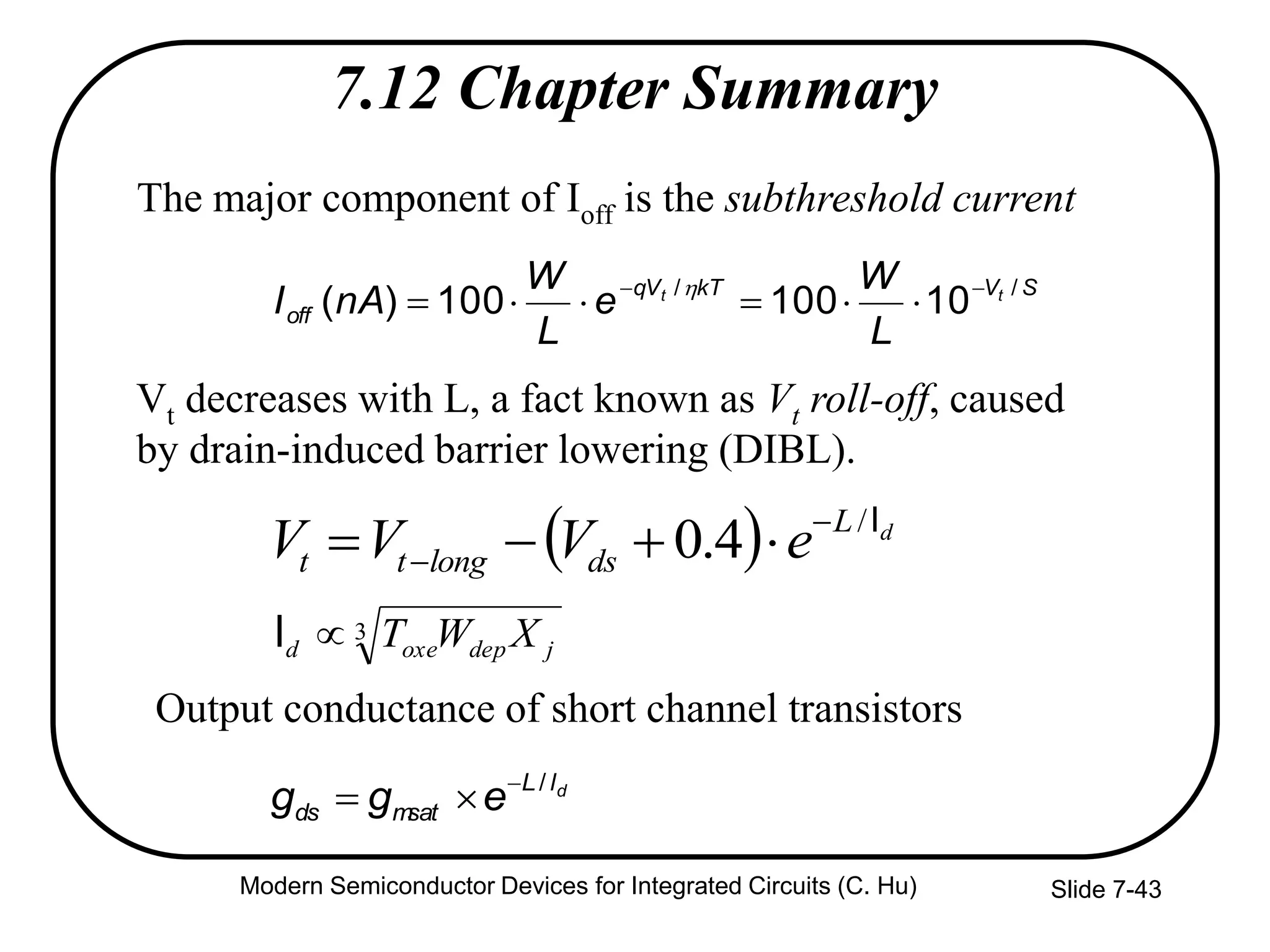 Ch7 lecture slides Chenming Hu Device for IC | PPT