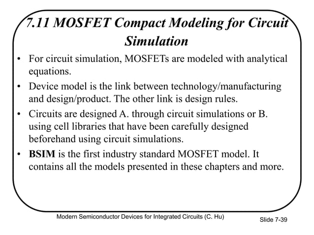 Ch7 lecture slides Chenming Hu Device for IC | PPT