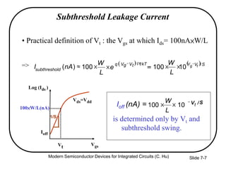 Ch7 lecture slides Chenming Hu Device for IC | PPT