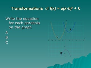 Ch 7 tutoring notes quadratics | PPT
