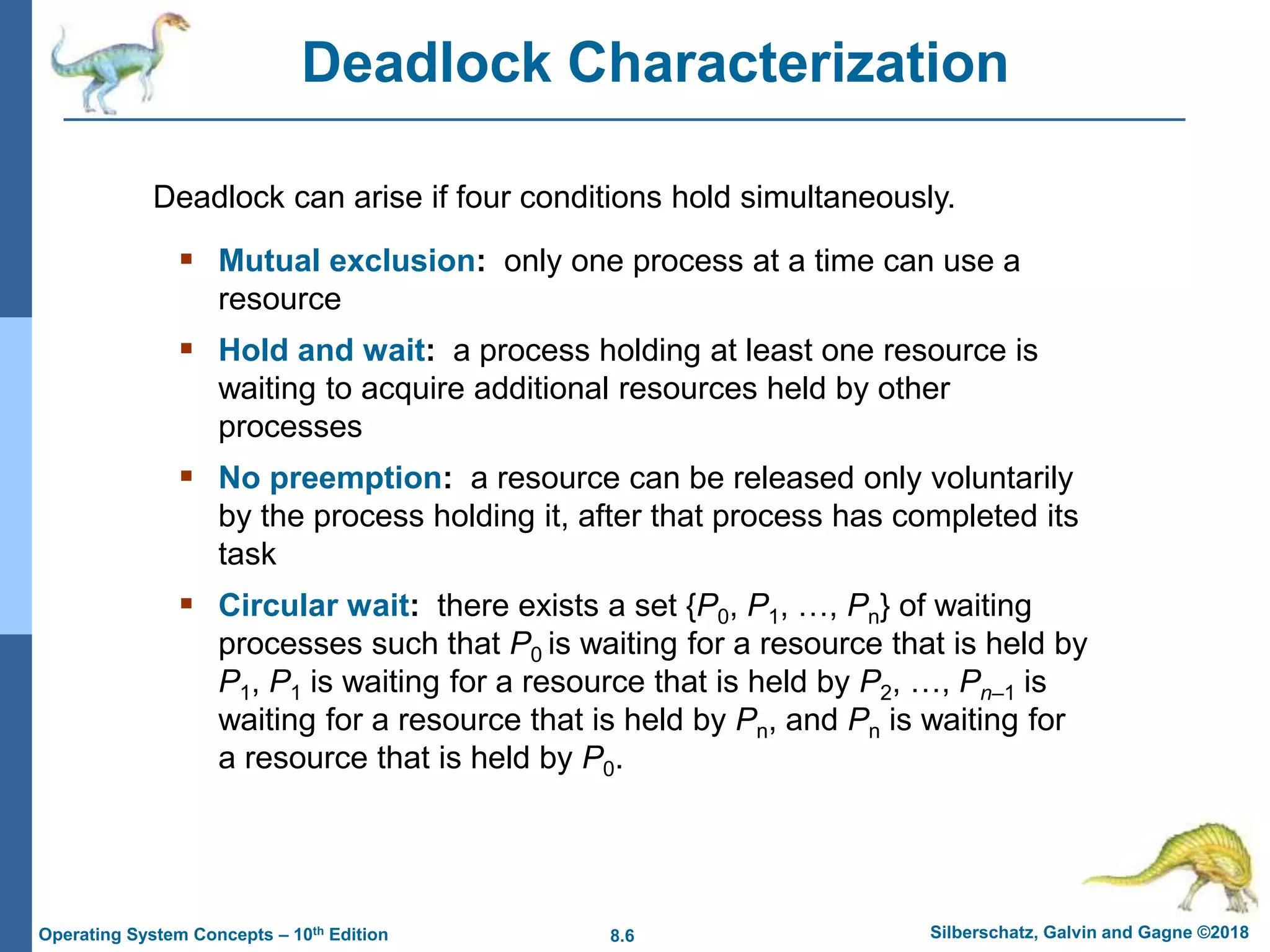 Chapter 8 Operating Systems silberschatz : deadlocks | PPTX