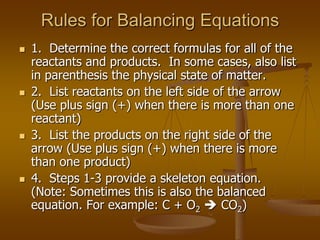 Ch 8 balancing chemical reactions | PPT