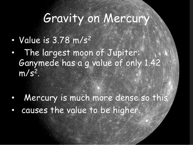 Planet Mercury Surface Gravity