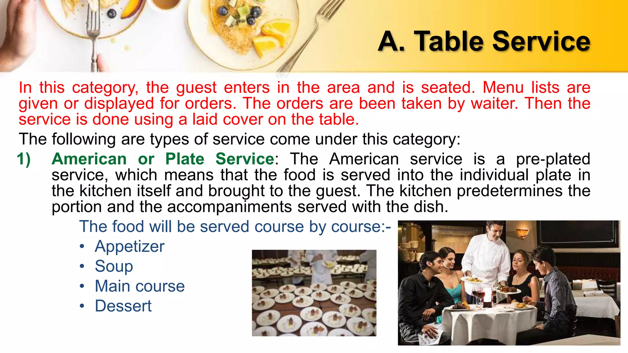 FOOD AND BEVERAGE OPERATION: STYLE OF SERVICE | PPTX