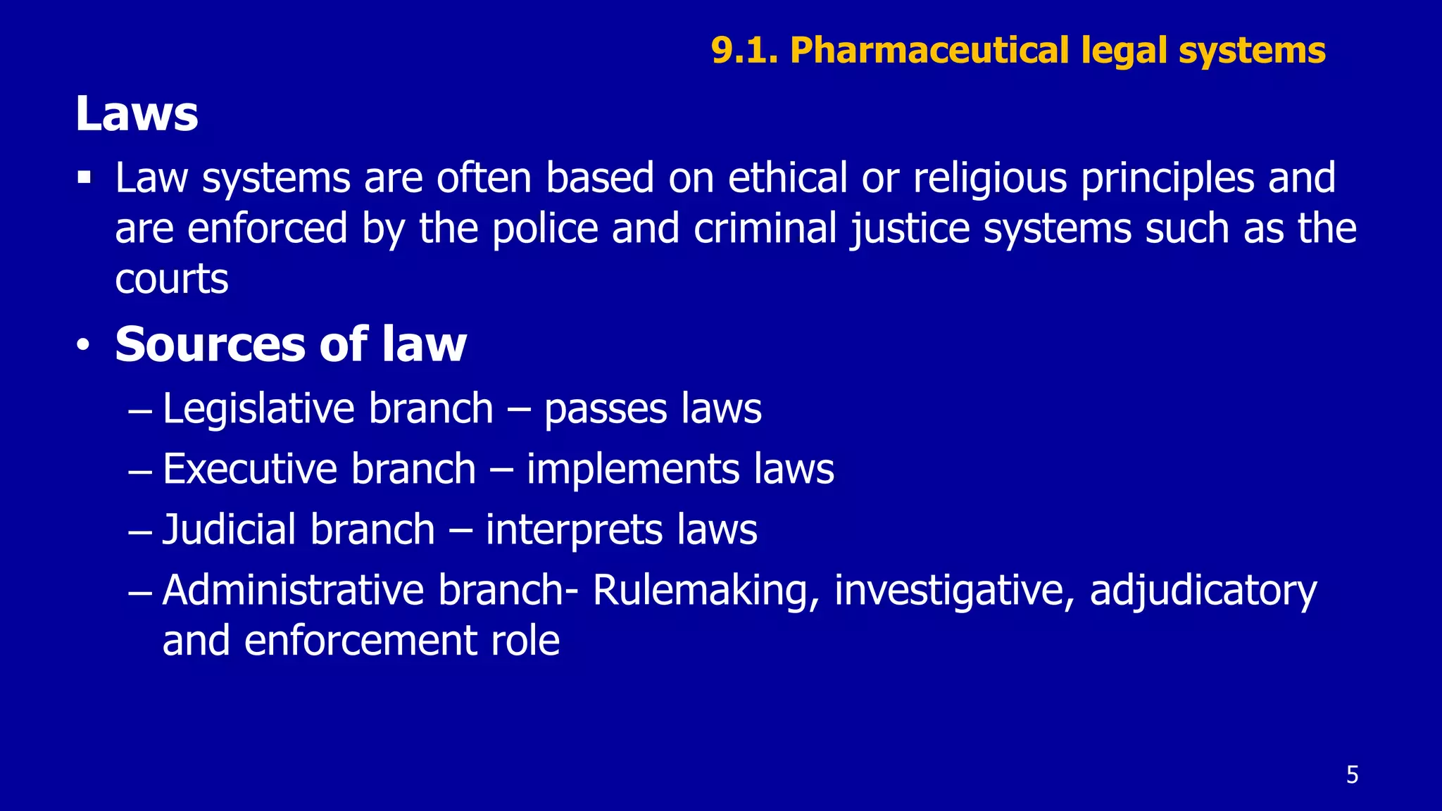 Ch 9. pharmaceutical laws and regulations | PPTX