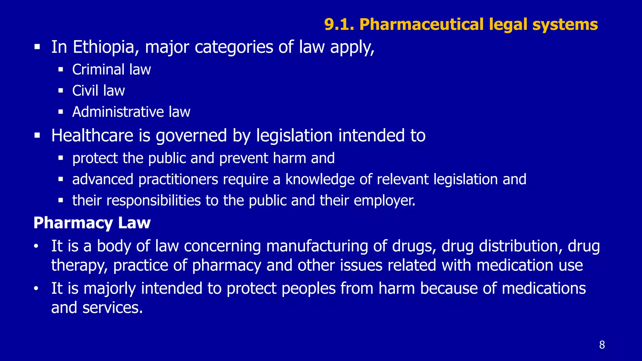 Ch 9. pharmaceutical laws and regulations | PPTX