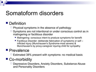 Somatoform Disorders and Dissociative Diseases | PPT