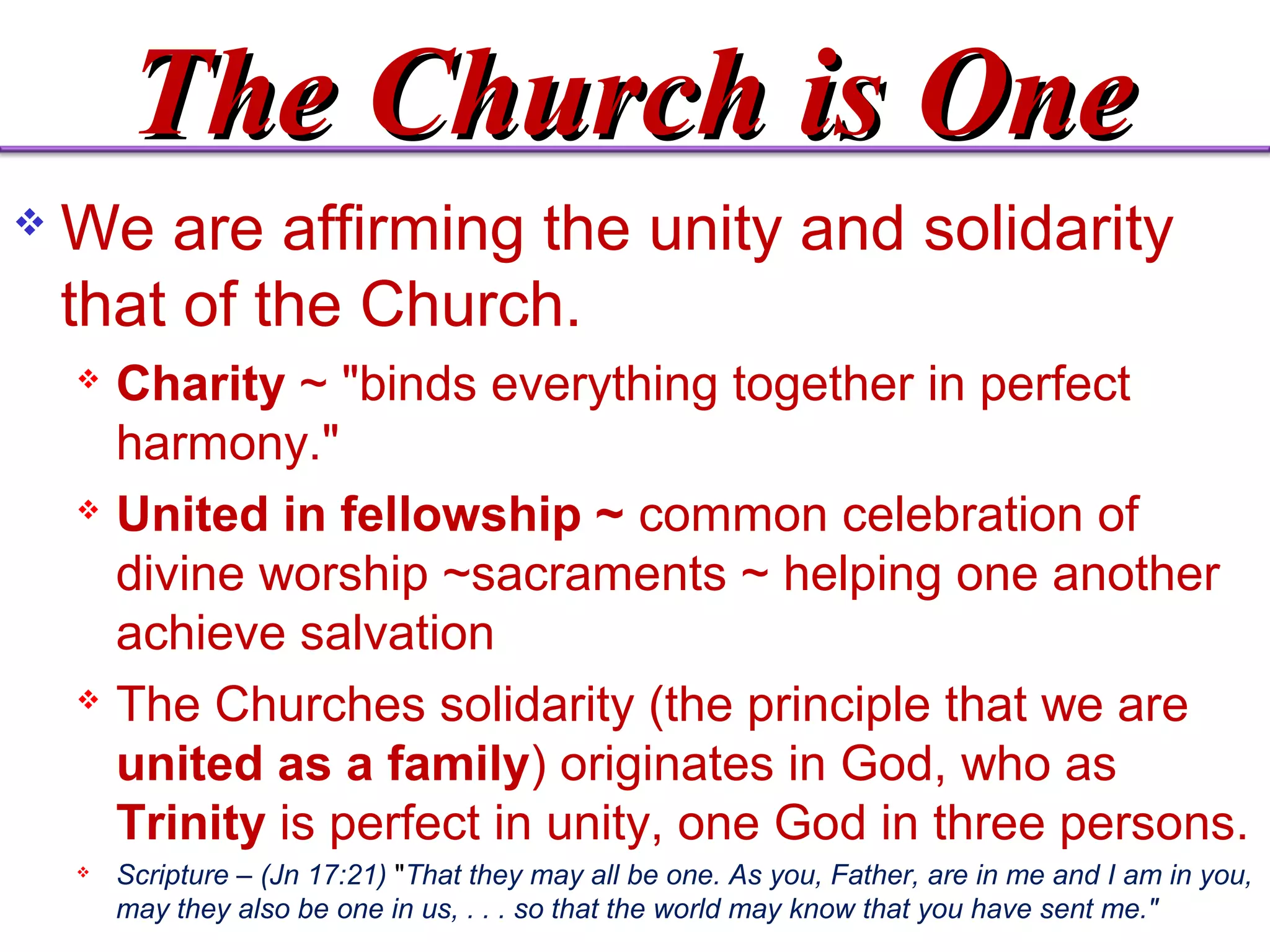The Four Marks of the Church: One, Holy, Catholic, Apostolic | PPT