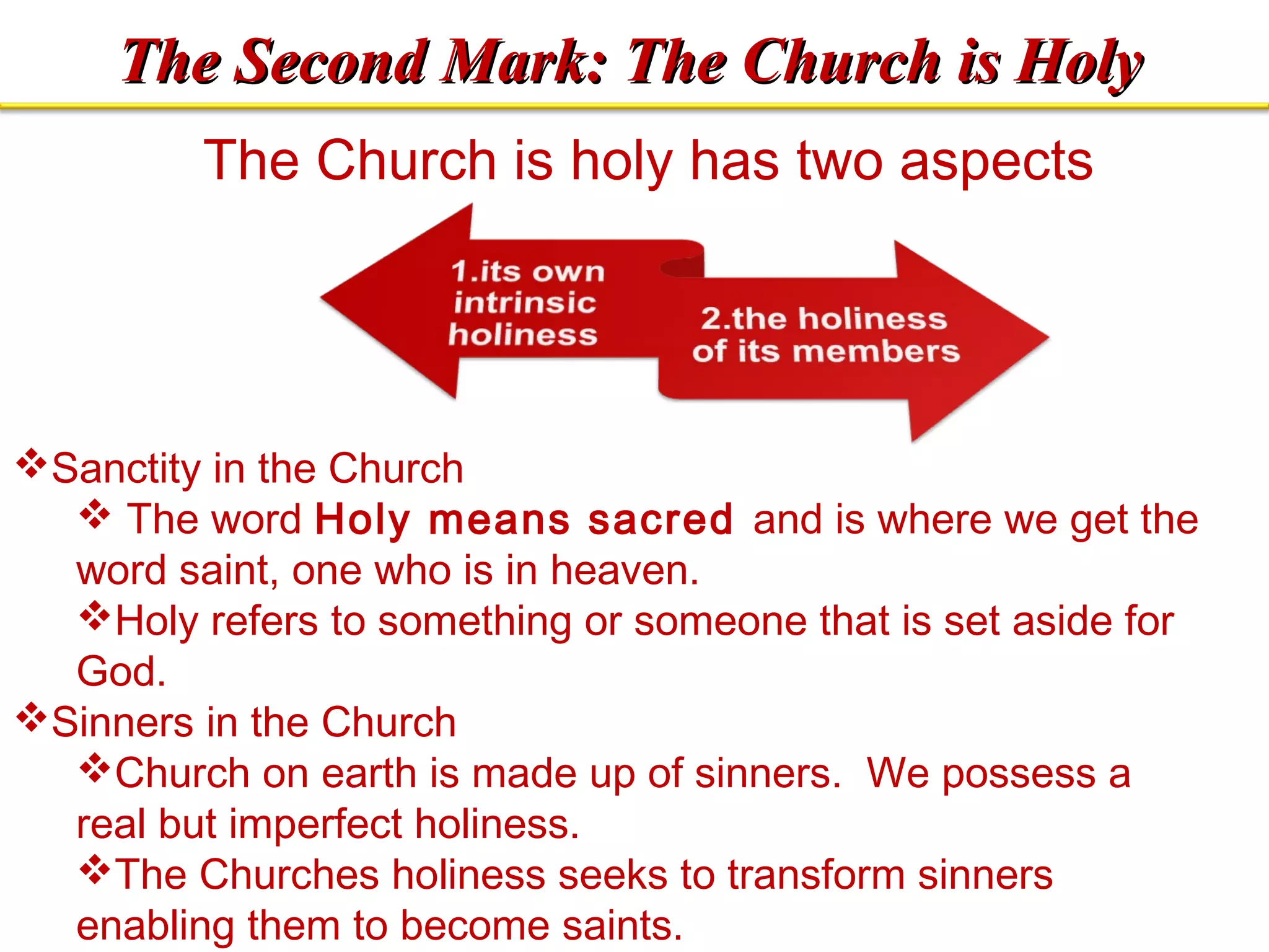 The Four Marks of the Church: One, Holy, Catholic, Apostolic | PPT