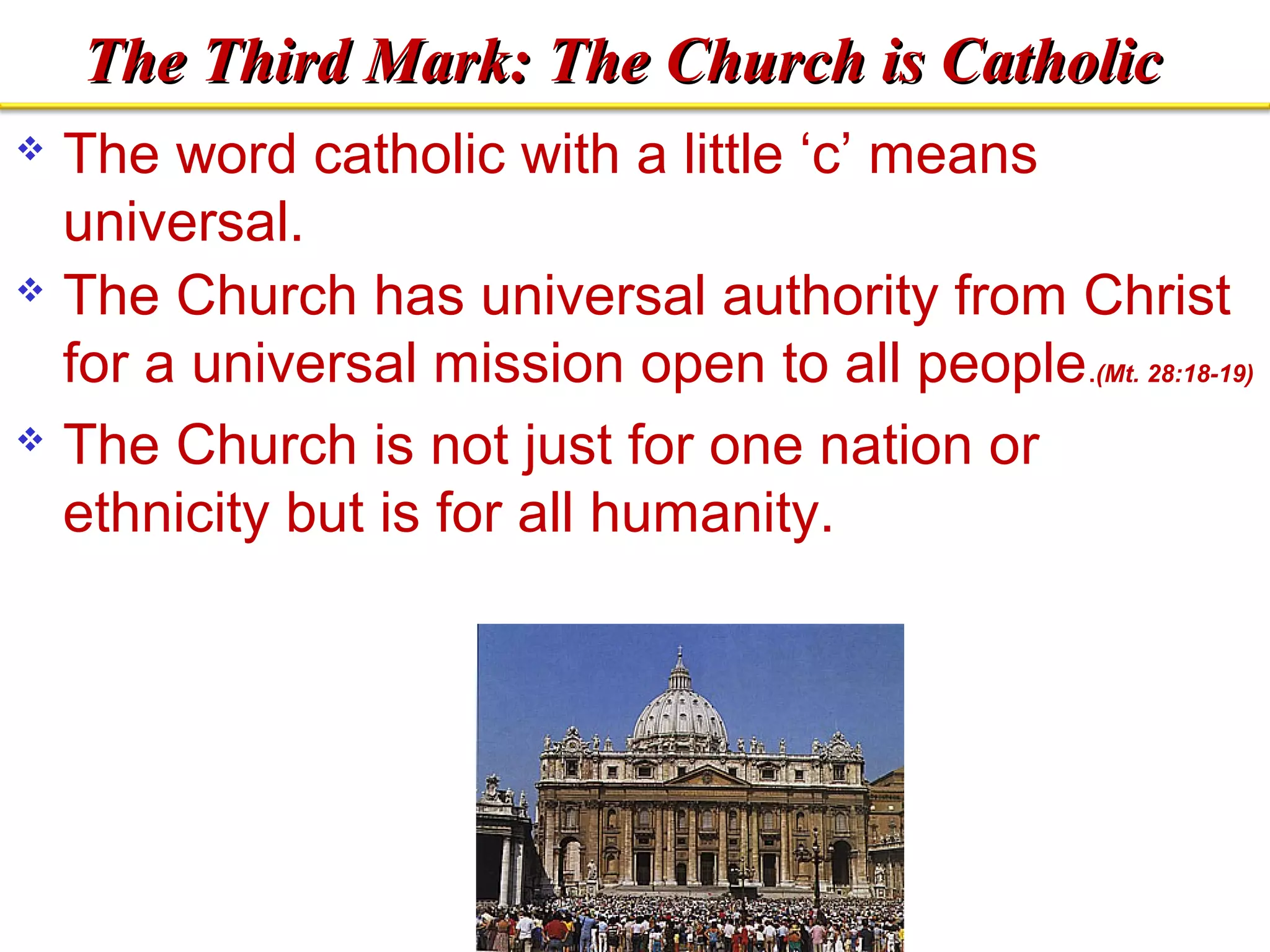 The Four Marks of the Church: One, Holy, Catholic, Apostolic | PPT