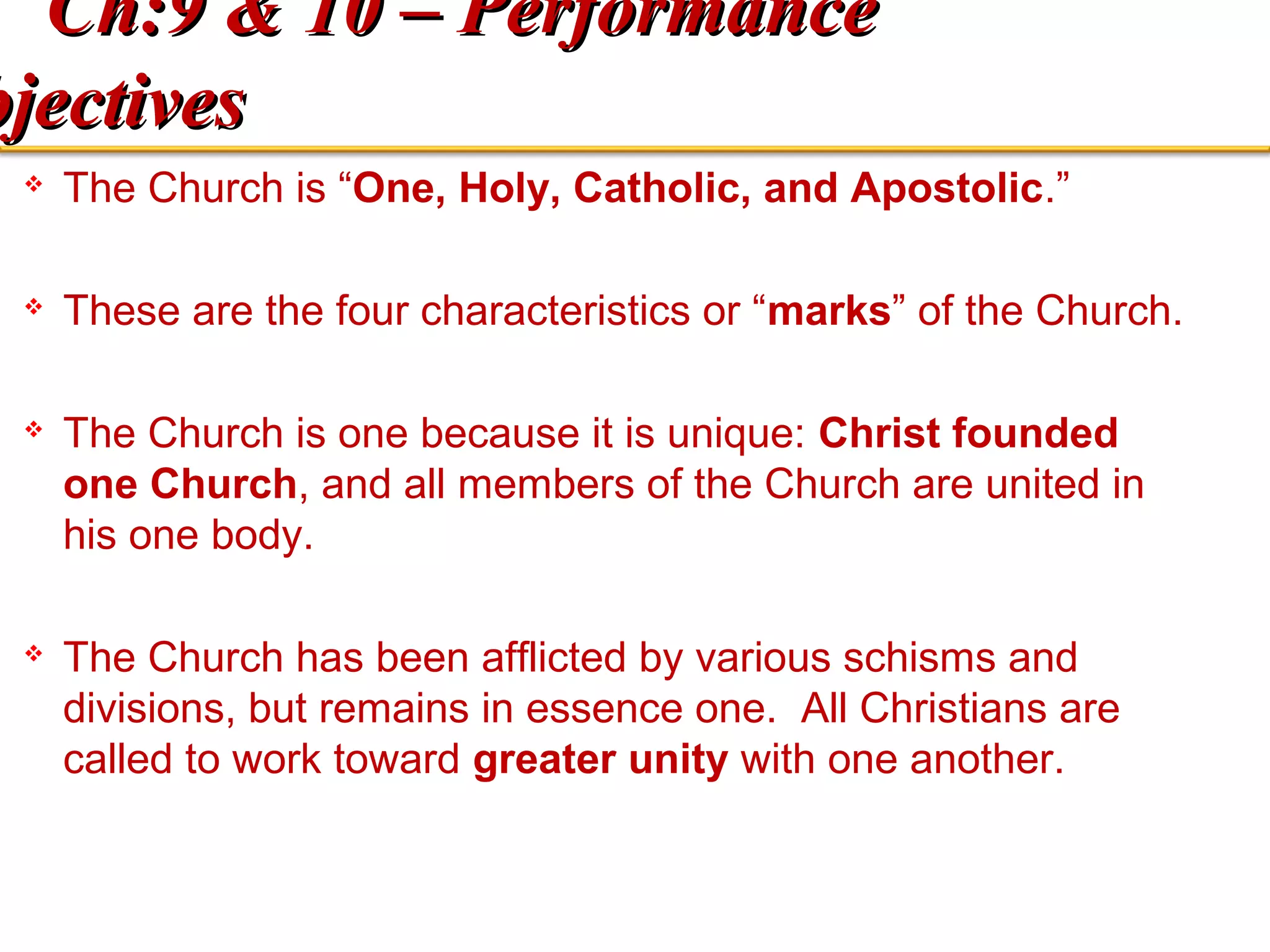 The Four Marks of the Church: One, Holy, Catholic, Apostolic | PPT