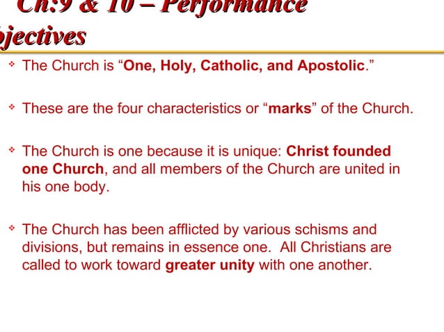 The Four Marks of the Church: One, Holy, Catholic, Apostolic | PPT
