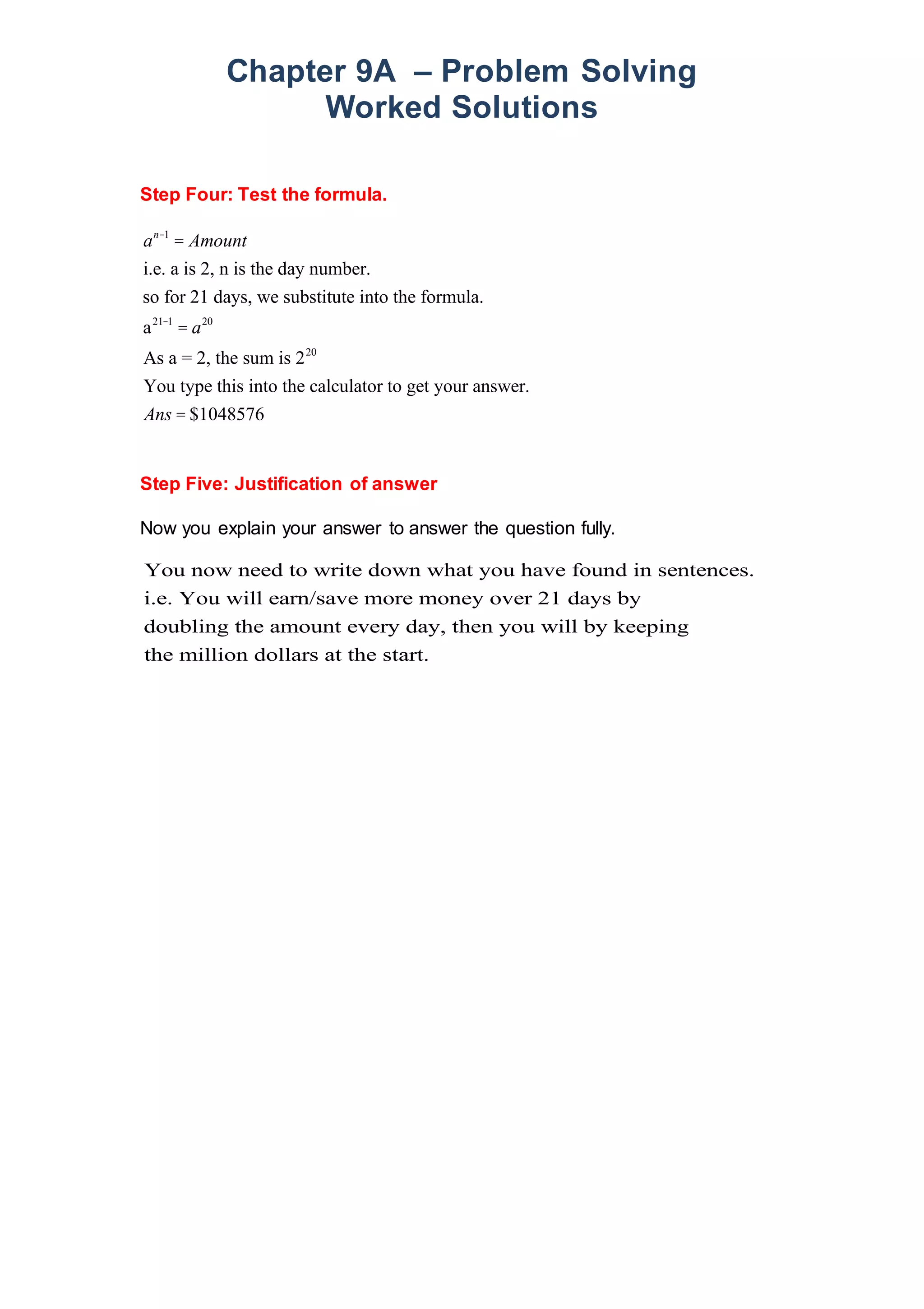 Ch 9 a problem solving worked solutions | PDF