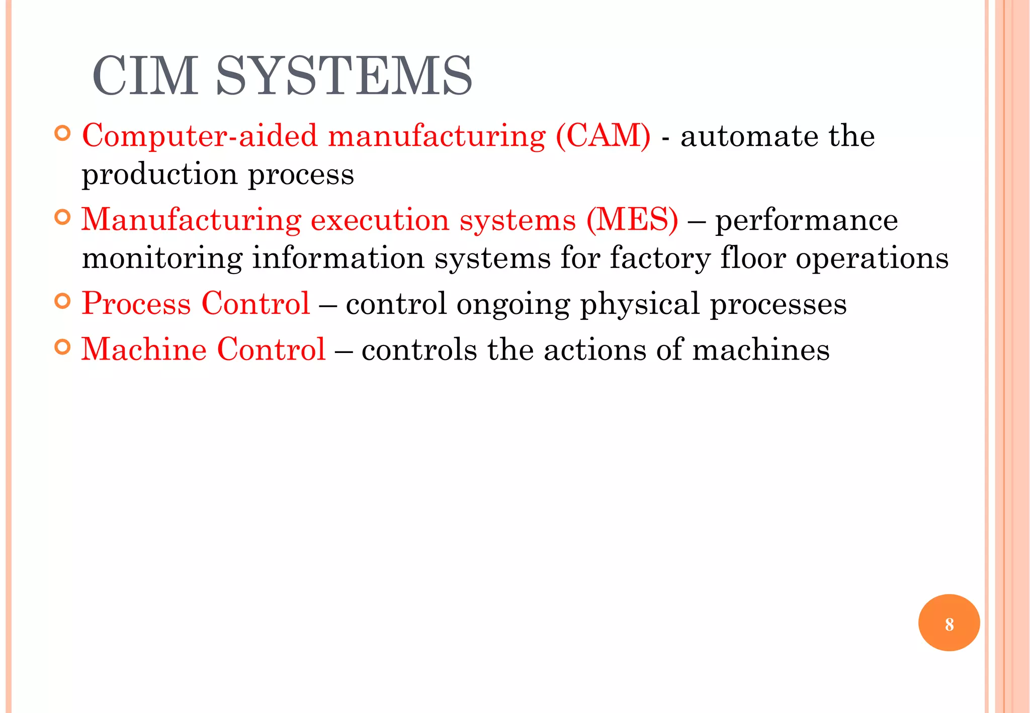 Ch9 computer integrated manufacturing | PPT