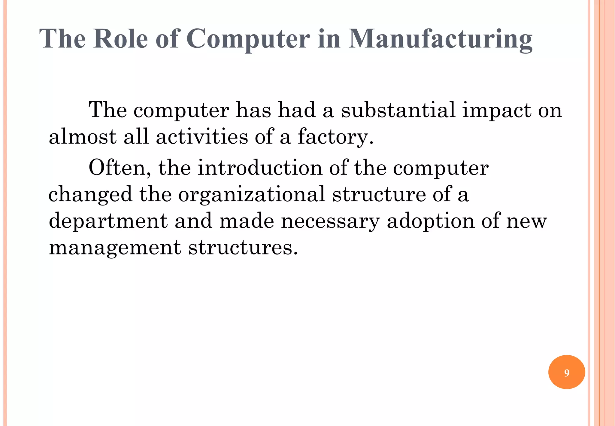 Ch9 computer integrated manufacturing | PPT