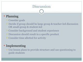 Discussion Strategy | PPT | Education
