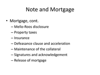 Ch 9 instruments of real estate finance | PPTX