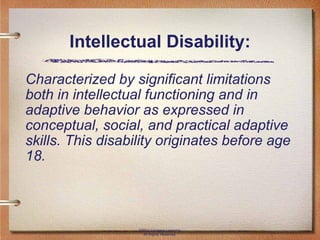 Ch 9 Intellectual and Deveopmental Disabilities | PPT